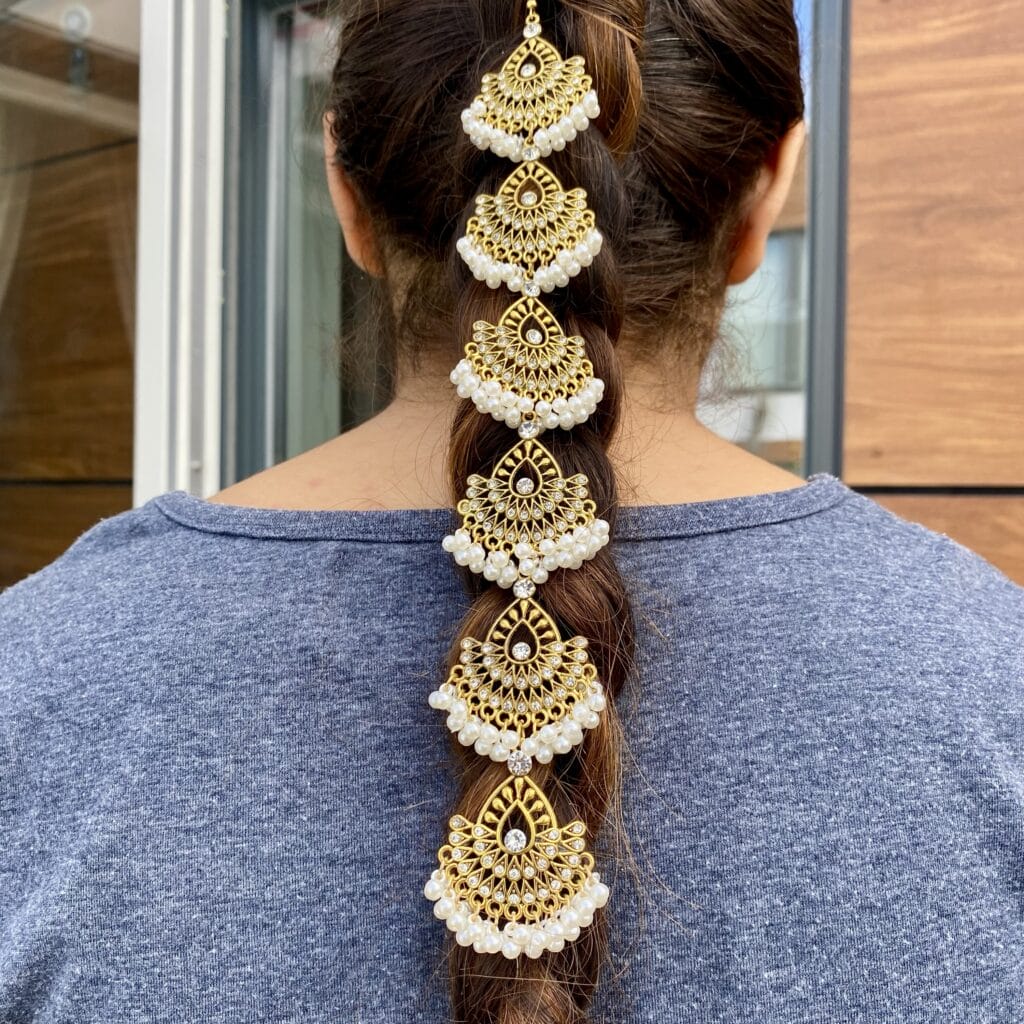 Kundan Pearls Hair Braid Choti Jewellery Chotila Jewelry – Design 5